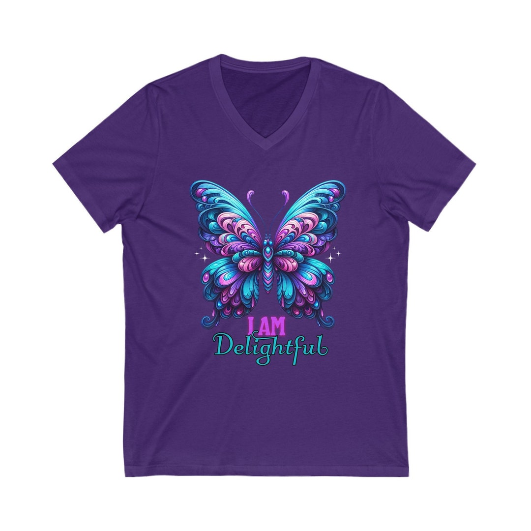 I AM Delightful Butterfly V-neck Tee - Etsy