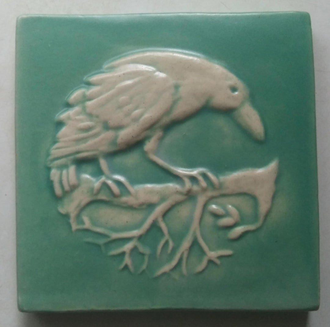 Raven - 4x4 Inch Bas-relief Tile - Etsy