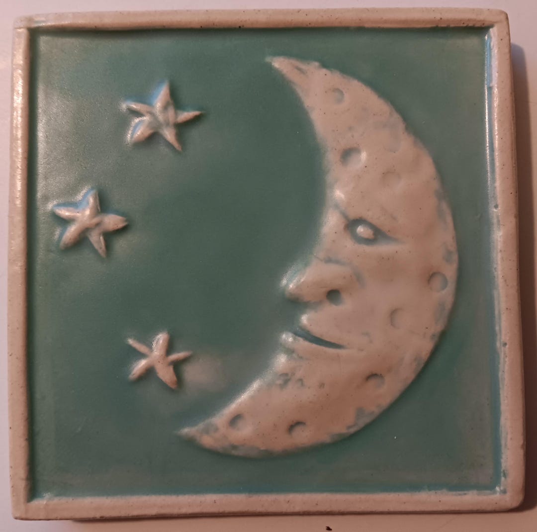 Moon and Stars - 4x4inch Bas-relief Tile - Etsy