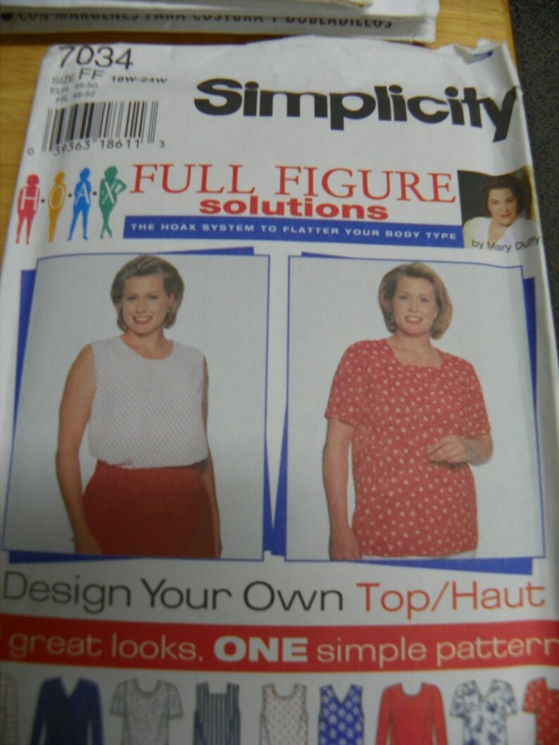 Simplicity 7034, Full Figure Set of Tops, Size 18w-24w, UNCUT - Etsy