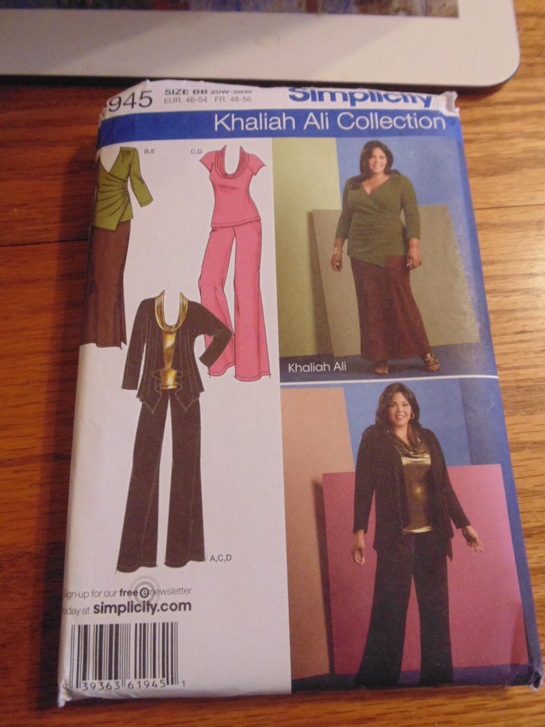 Simplicity Khaliah Ali Collection Pants, Sweater, Skirt Pattern 1945 ...