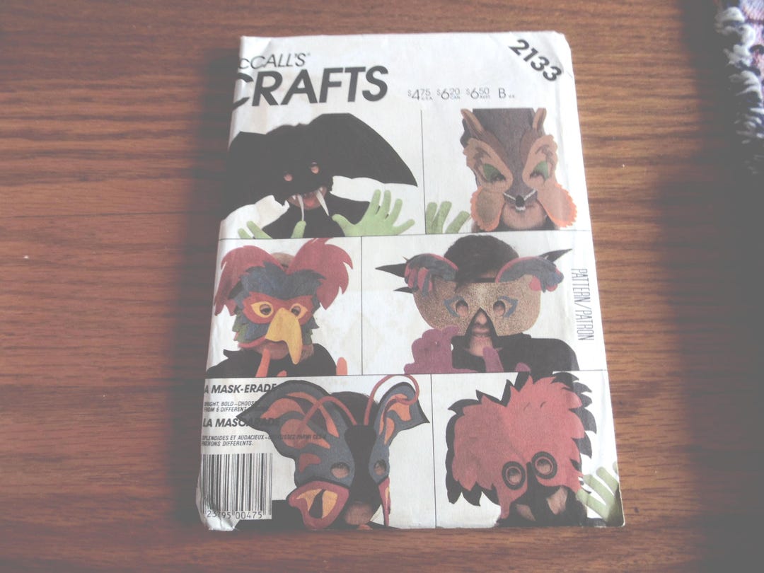 Mccall's Halloween Mask Craft Package 2133 UNCUT: Animal Masks - Etsy