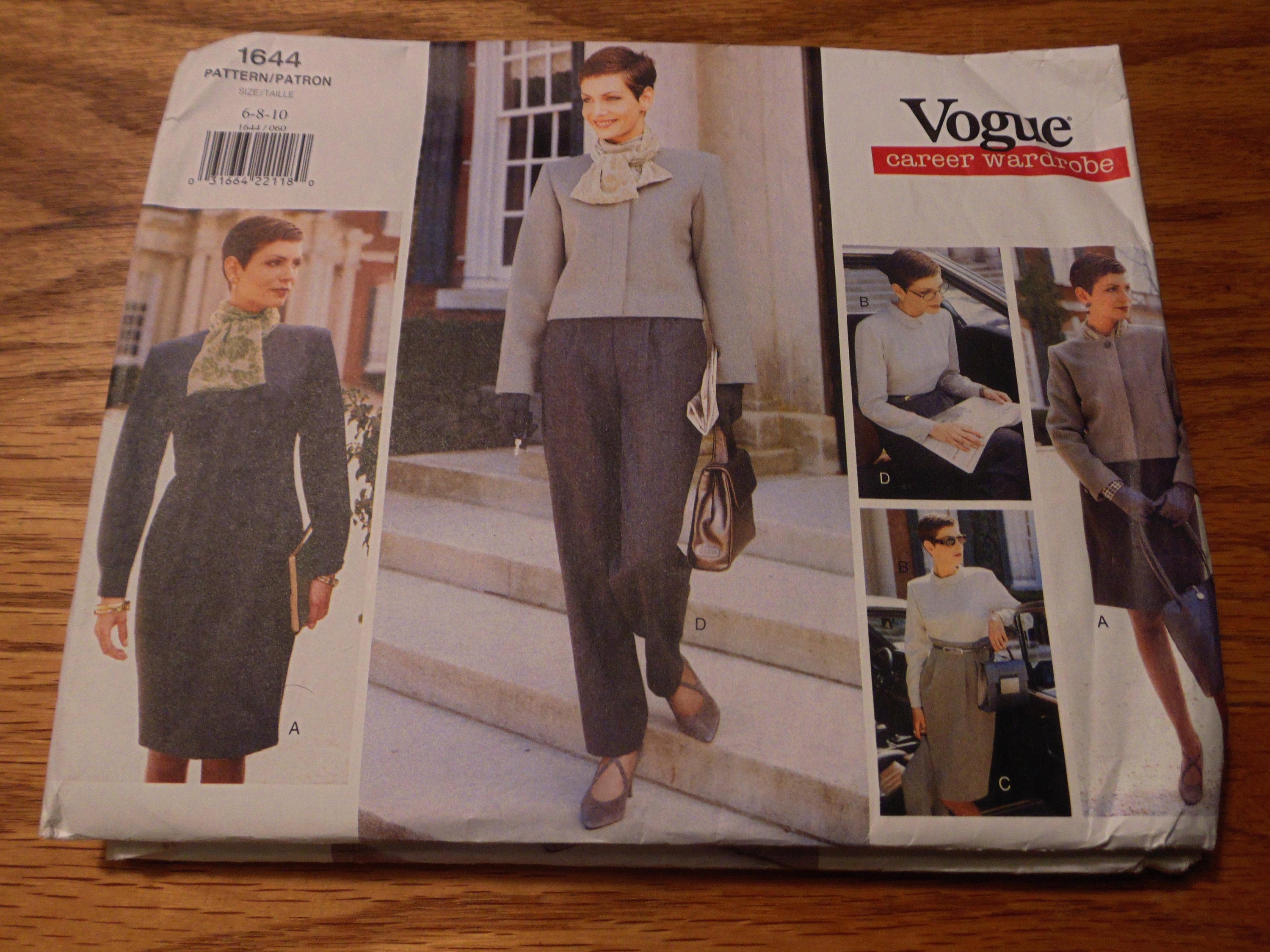Vogue Career Wardrobe Pattern 1644, Size 6-10, Jacket, Dress, Top ...