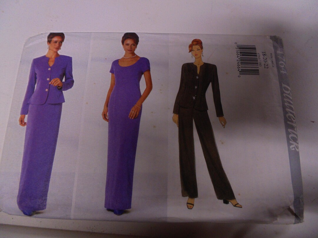 Butterick Pattern 4764, Veste, Robe, Pantalon, Taille 18-22, non coupé ...
