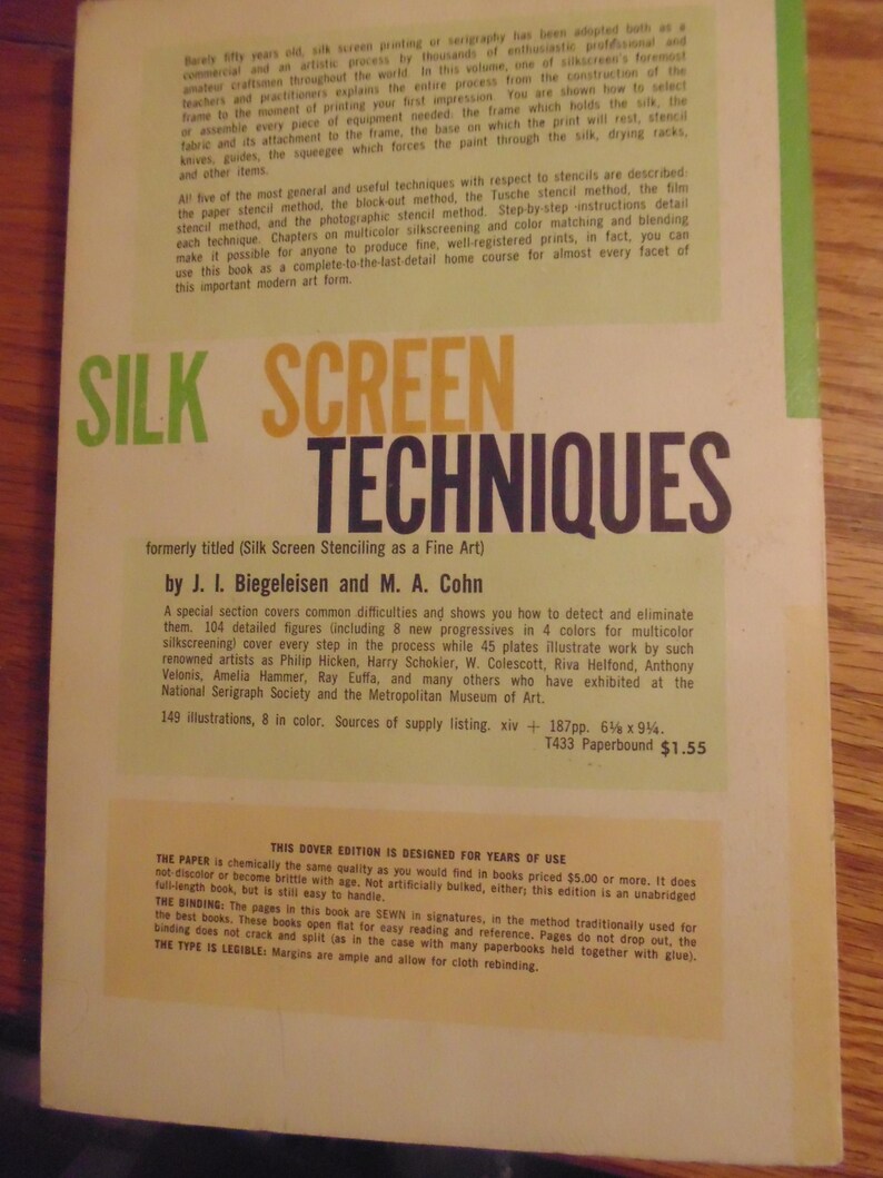 Silk Screen Techniques by Biegeleisen and Cohn - Etsy