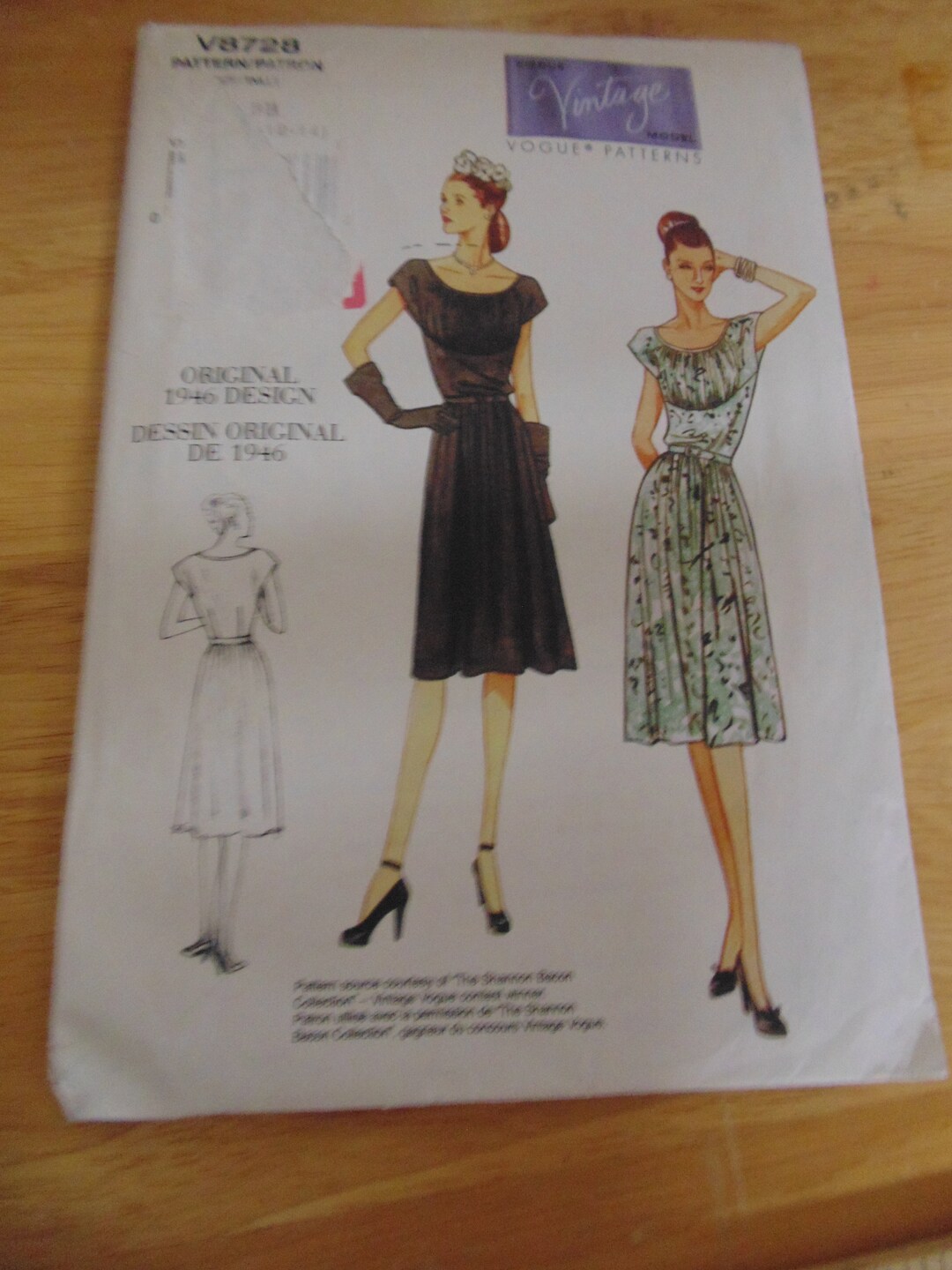 Vogue Pattern 1946 Original Dress Design, #V8728, UNCUT, Size 8-14 - Etsy