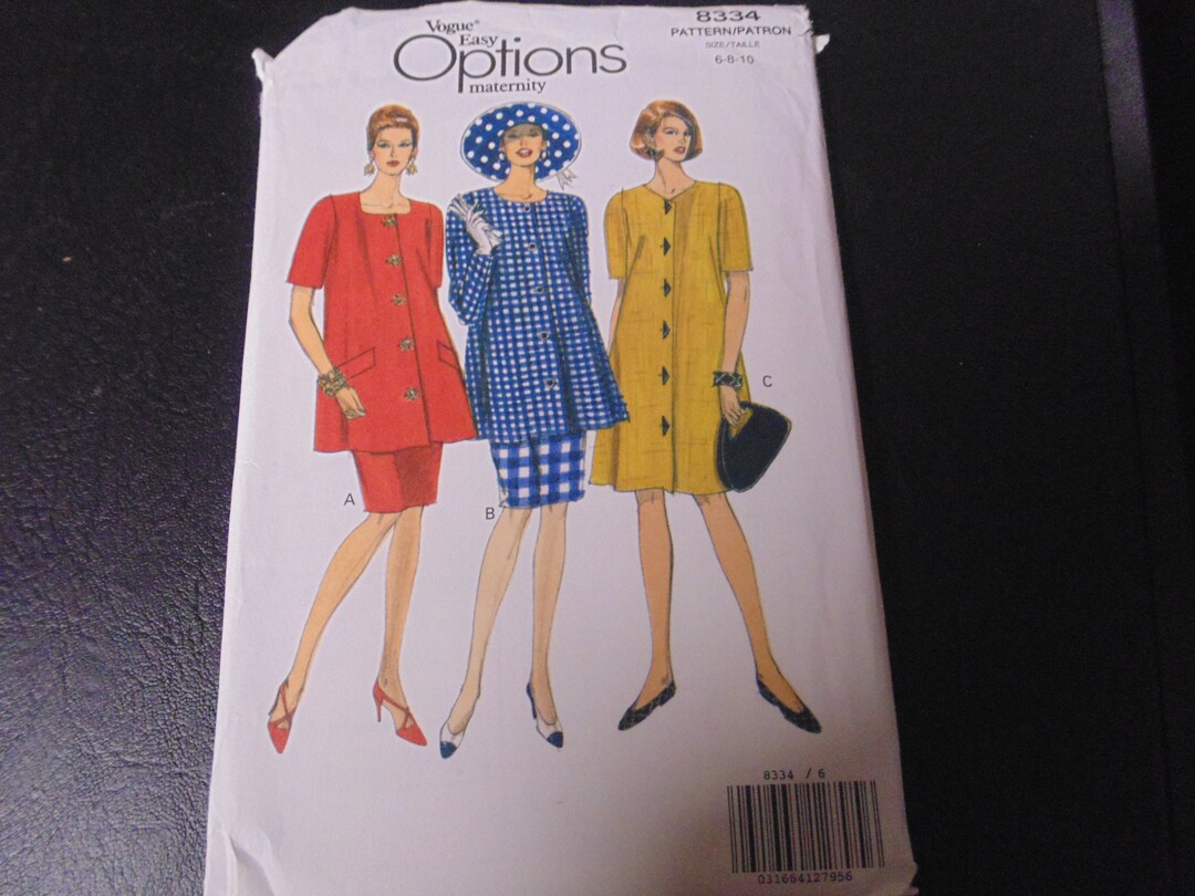 Vogue Easy Options Maternity Pattern #8334, Size 6-8-10 - Etsy