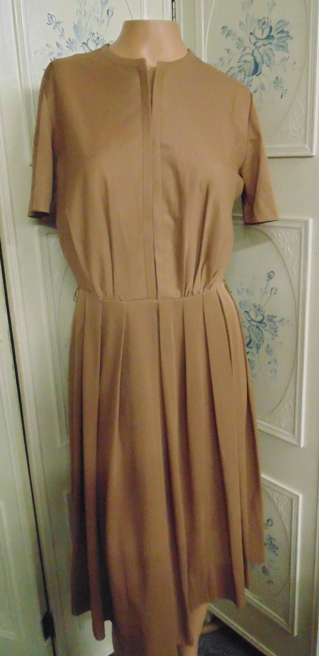 Vintage Light Brown Sears Dress With Pleated Skirt, Bust 40" - Etsy