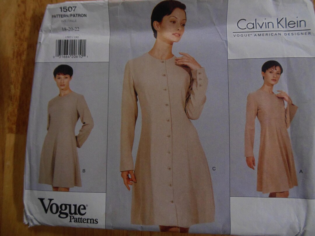 Vogue Designer Calvin Klein Sewing Pattern, Size 18-20-22, #1507 - Etsy
