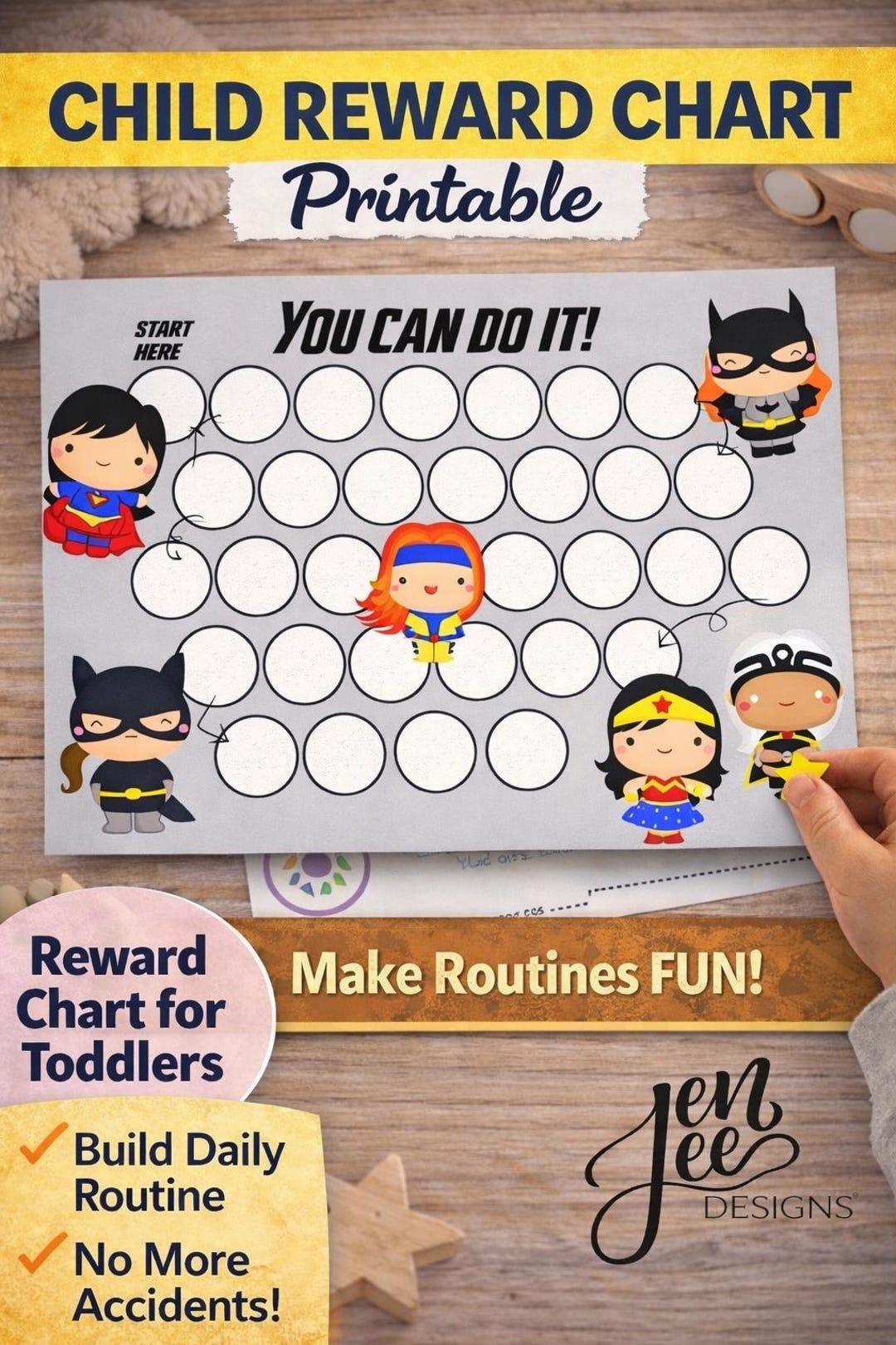 Kids Reward Chart - Girl Super Hero Reward Chart - Printable - Instant ...