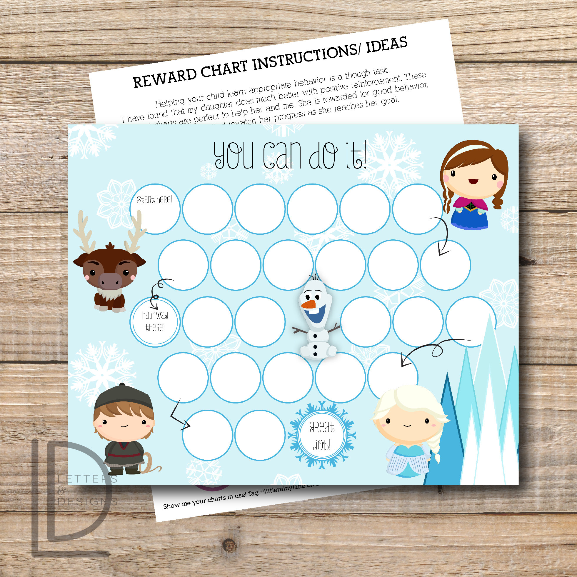 Kids Reward Chart Frozen Reward Chart Printable Instant | Etsy