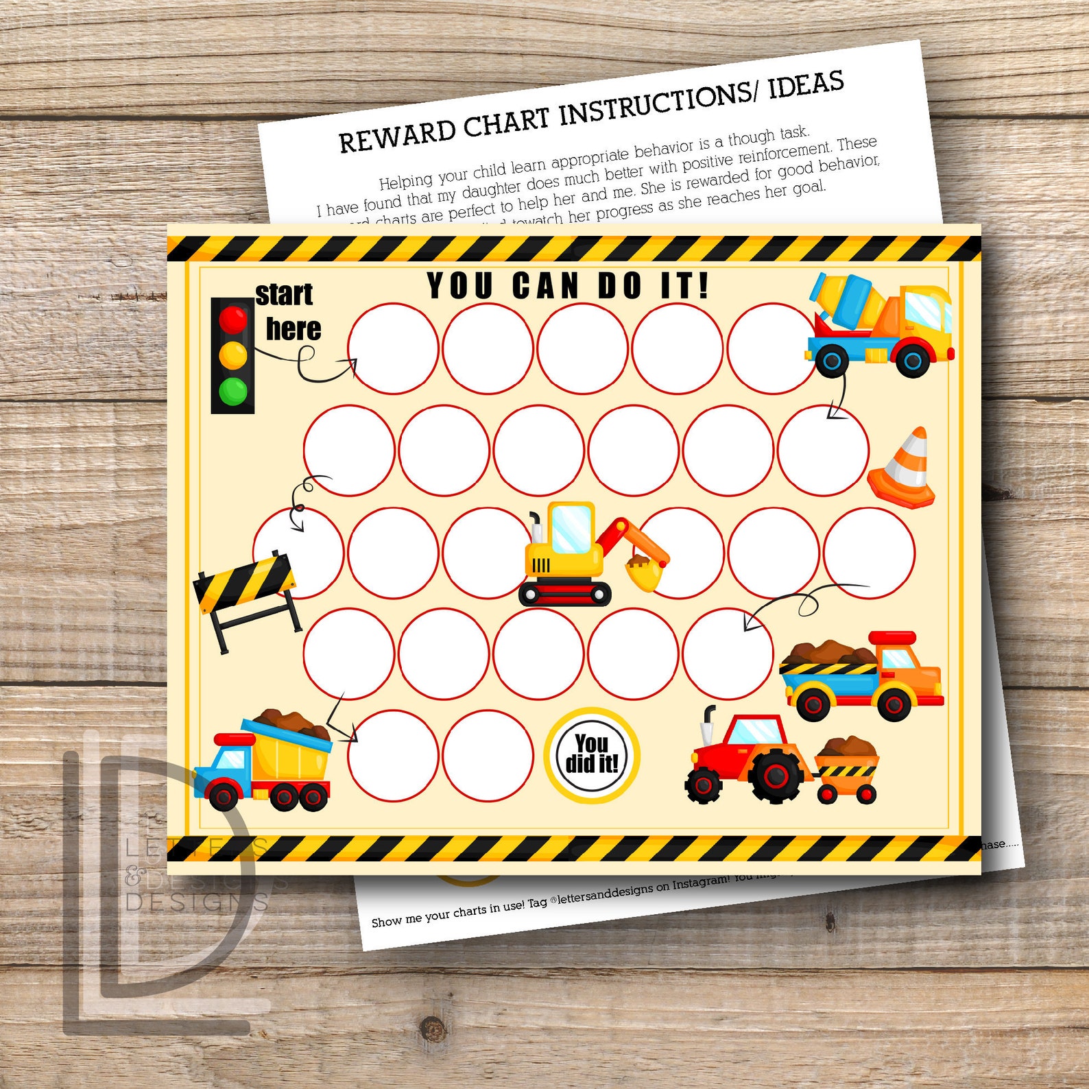 Construction Reward Chart – Kids Behavior Tracker (printable) - Etsy
