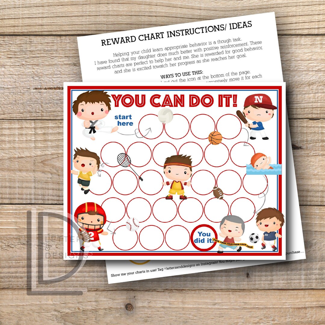 Reward Chart - Sports Reward Chart - Printable - Instant Download ...