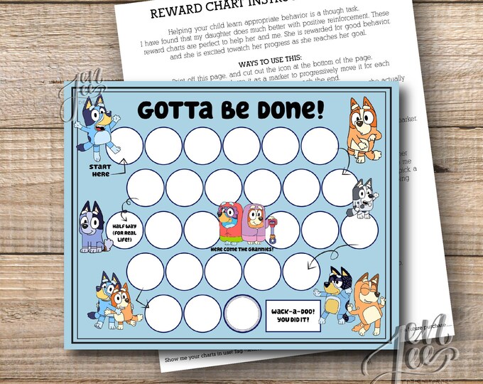 Bluey Reward Chart - Printable - Instant Download Printable - Etsy