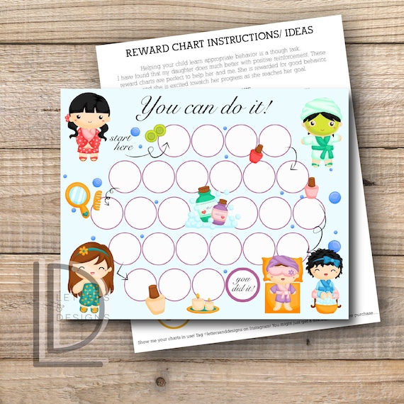 Reward Chart Spa Reward Chart Printable Instant Download | Etsy