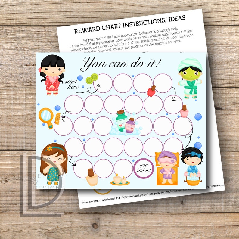 Reward Chart Spa Reward Chart Printable Instant Download Printable - Etsy