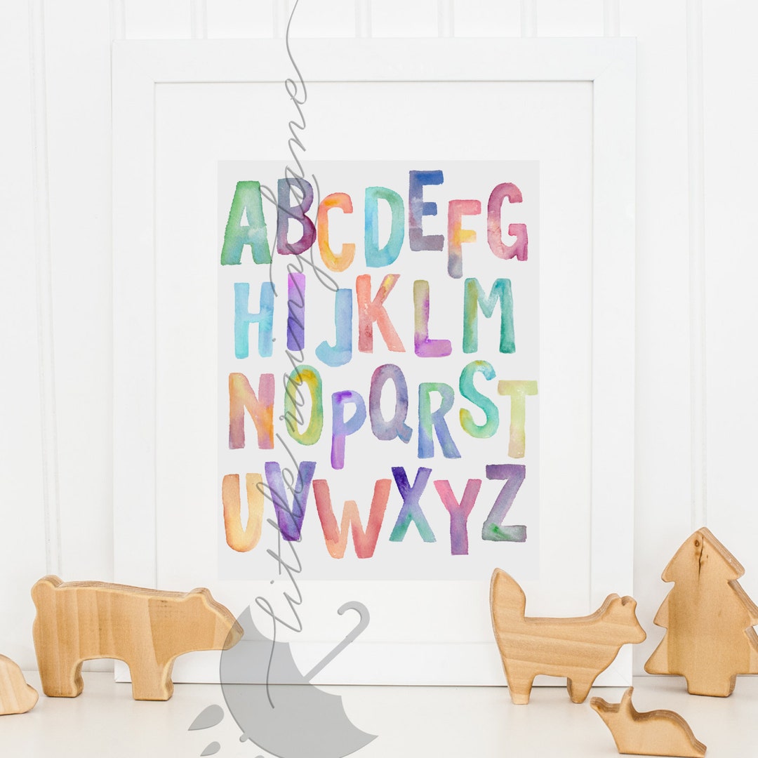 Watercolor Alphabet Nursery Art Print (digital Download) - Etsy