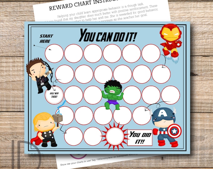 Reward Chart Super Hero Reward Chart Printable Instant - Etsy UK
