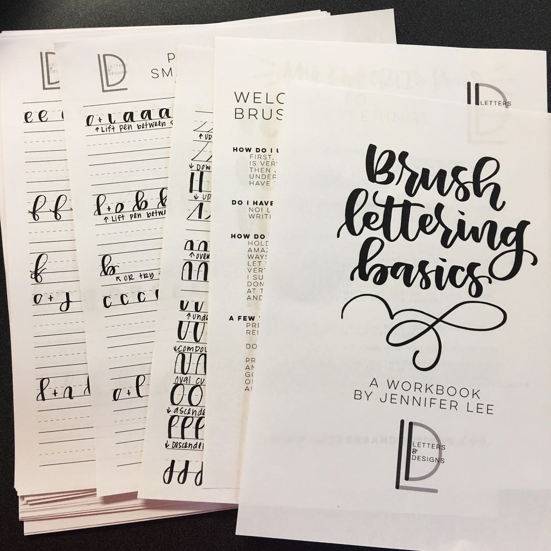 Brush Lettering Workbook - How to Brush Letter - Lettering Practice ...
