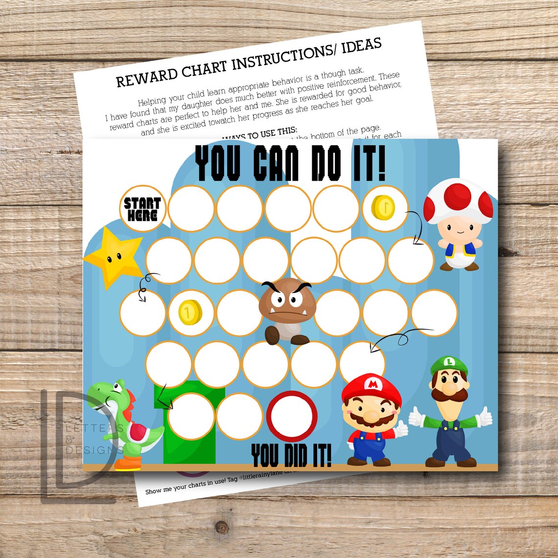 Kids Reward Chart Mario Reward Chart Printable Instant - Etsy Canada