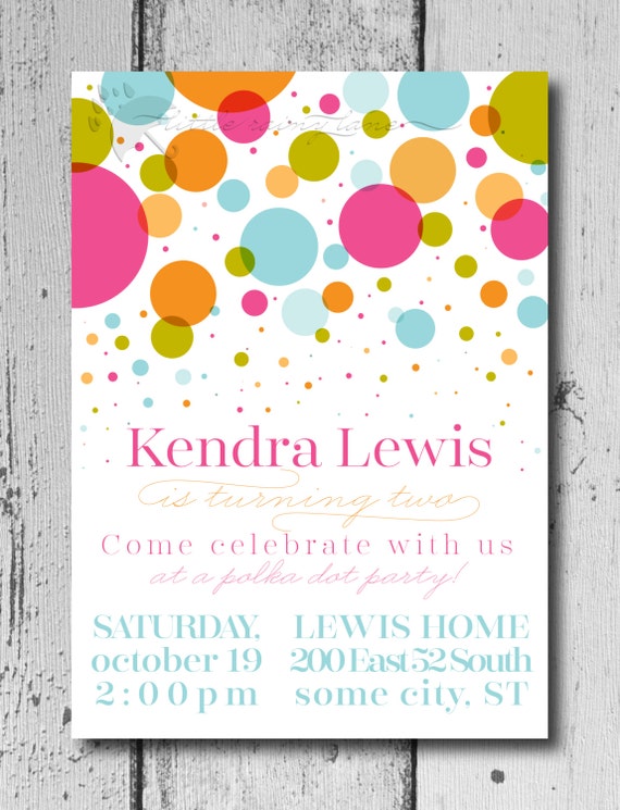 Polka Dot Party Birthday Invitation Custom | Etsy