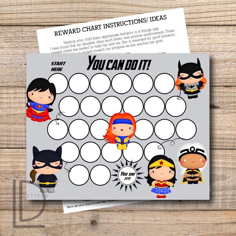Kids Reward Chart Girl Super Hero Reward Chart Imprimable | Etsy