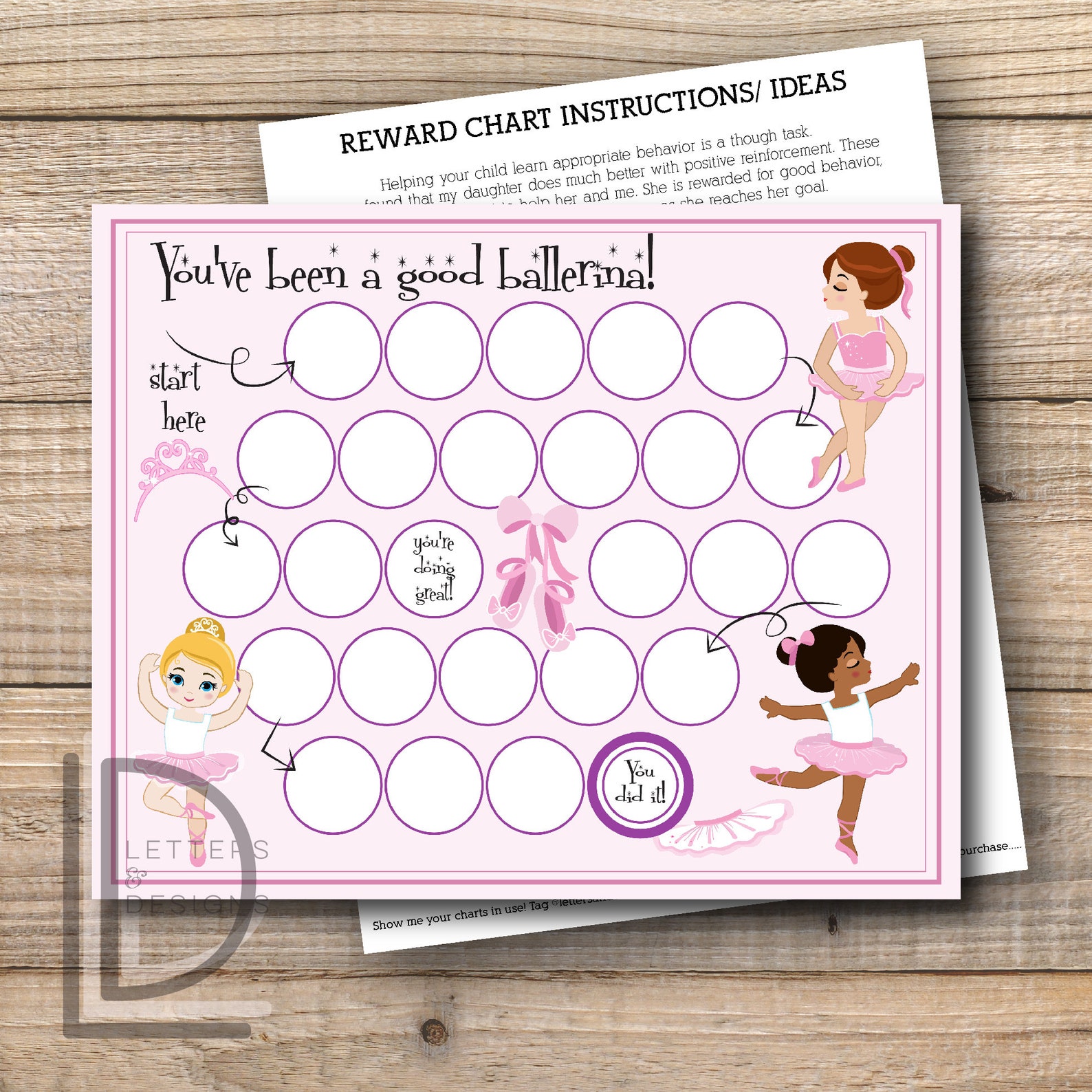 Reward Chart Ballerina Reward Chart Printable Printable - Etsy