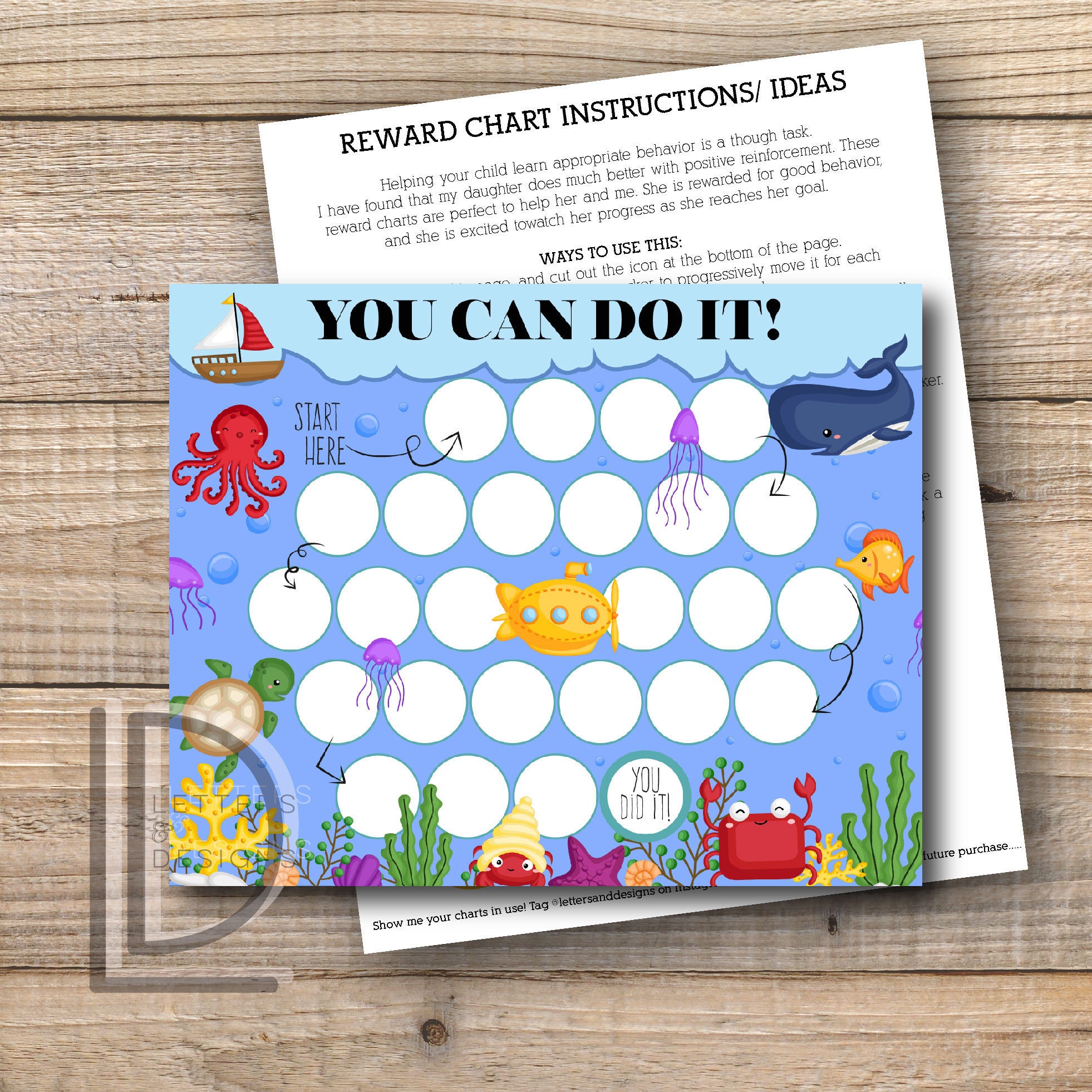 Reward Chart Ocean Reward Chart Printable Instant - Etsy New Zealand