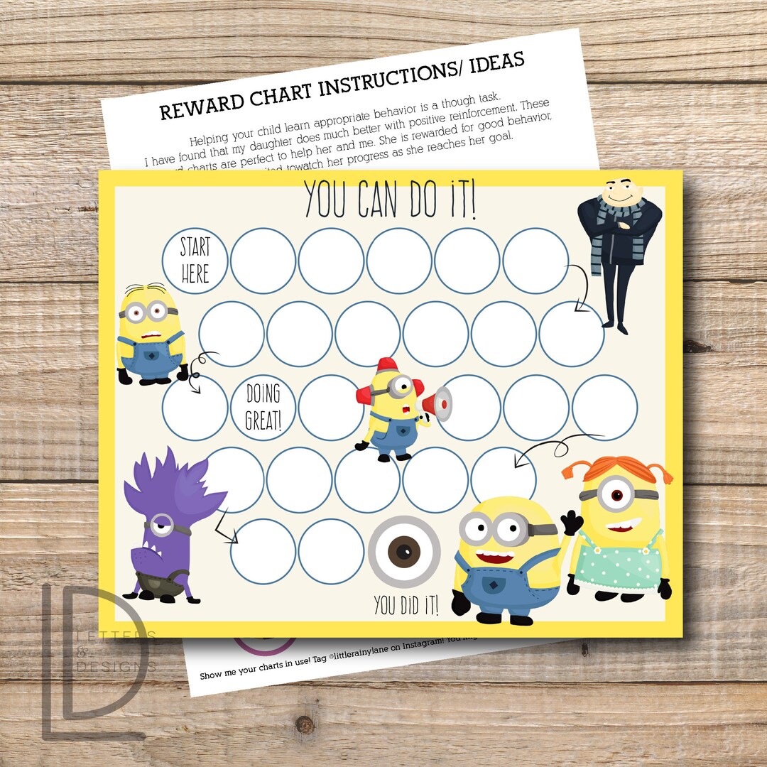 Kids Reward Chart Minions Reward Chart Printable Instant Download ...