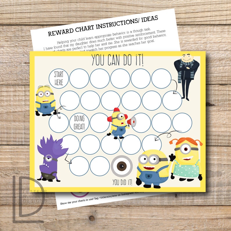Minions Kids Reward Chart – Printable Behavior Tracker (instant ...
