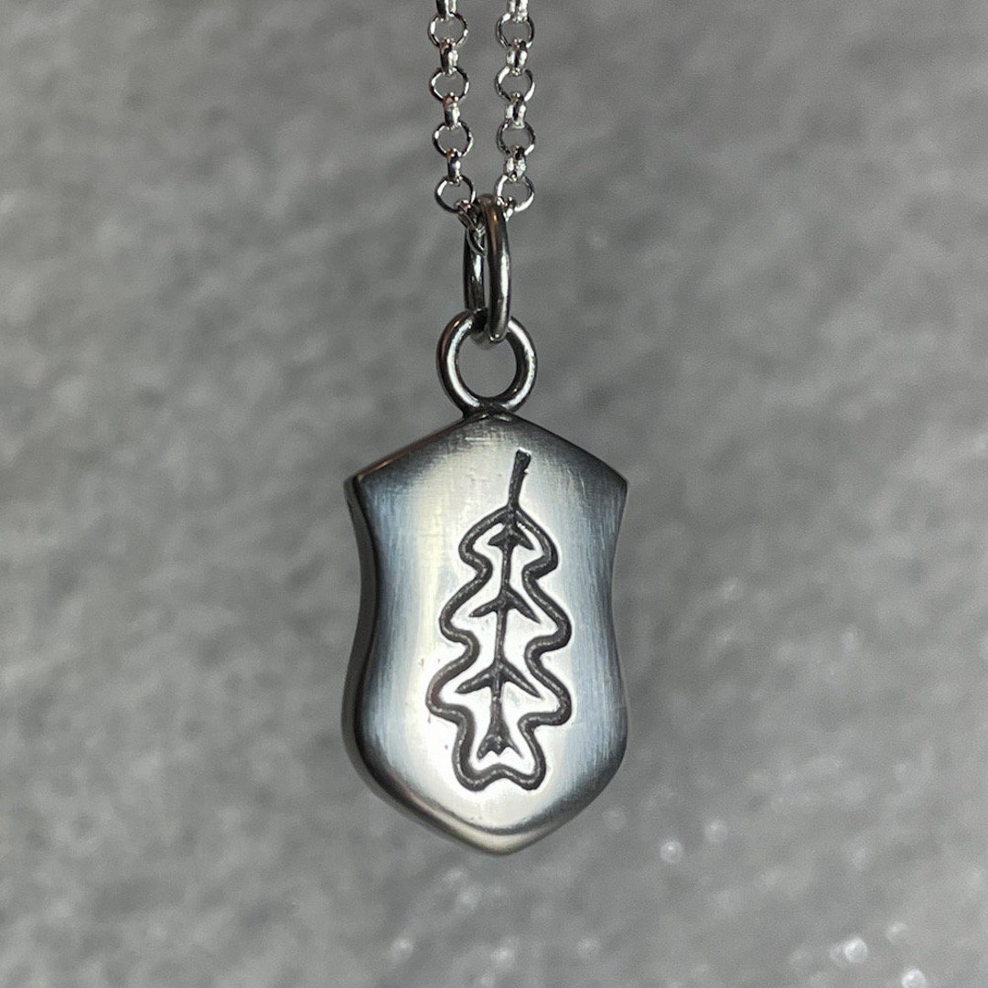 Medieval Heraldic Oak Shield Pendant in Sterling Silver - Protective ...