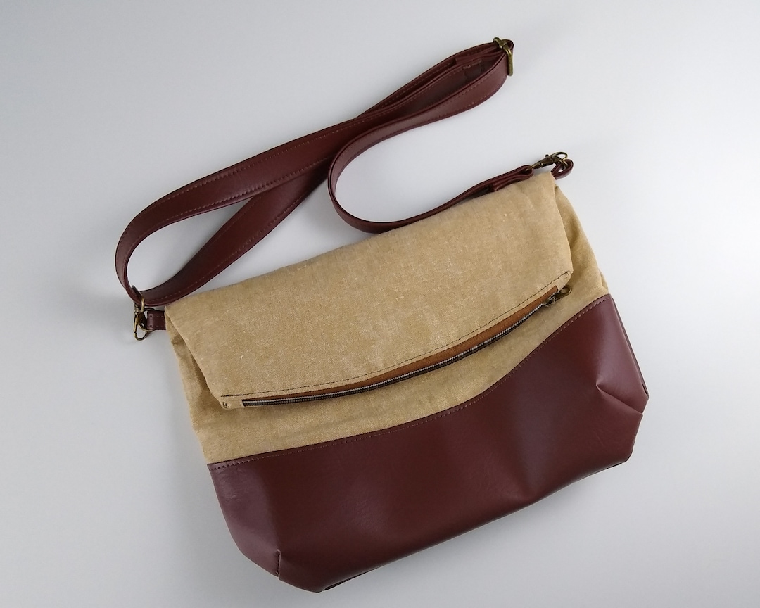 Fold Over Cross Body Bag Vegan Bag Adjustable Strap Faux Leather Bag ...