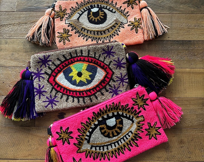 Evil Eye Coin Purse, Evil Eye Embroidered Bag, Crossbody Bag, Evil Eye ...