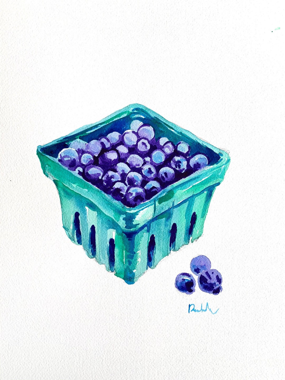 Original Blueberry Watercolor Painting, Signed 10x14" - Etsy