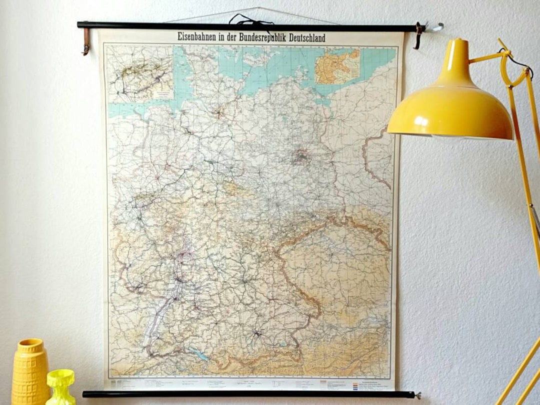 Vintage Western German Railway Map Print 1960s Deutsche Bundesbahn ...
