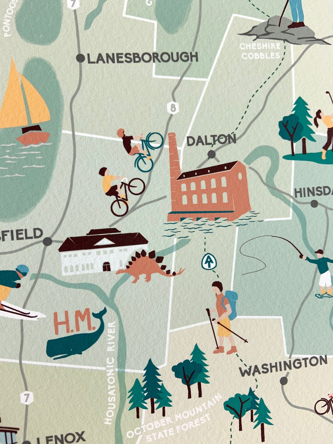 Map of the Berkshires Massachusetts - Etsy