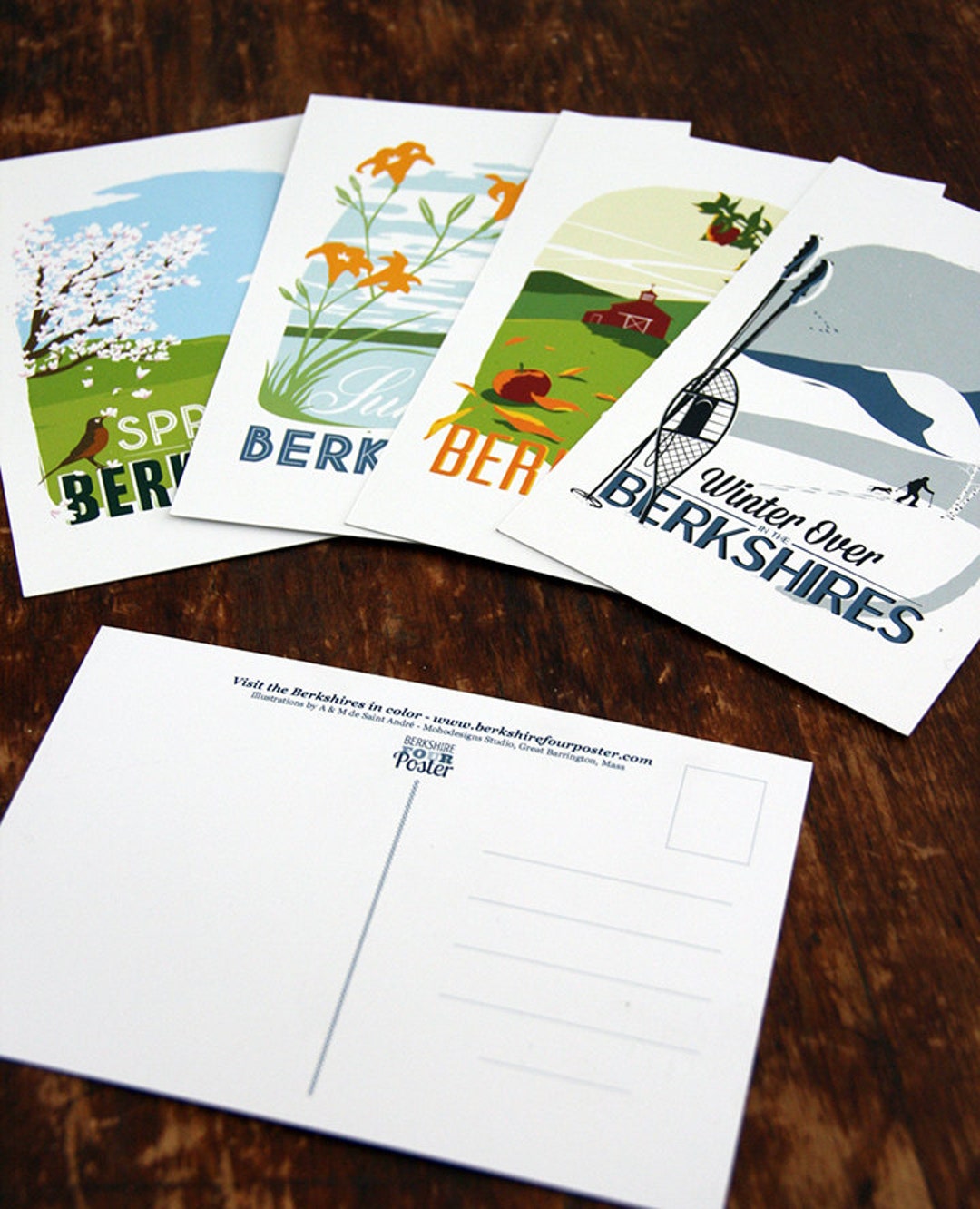 Set of Four Seasonal Postcards of the Berkshires - Etsy