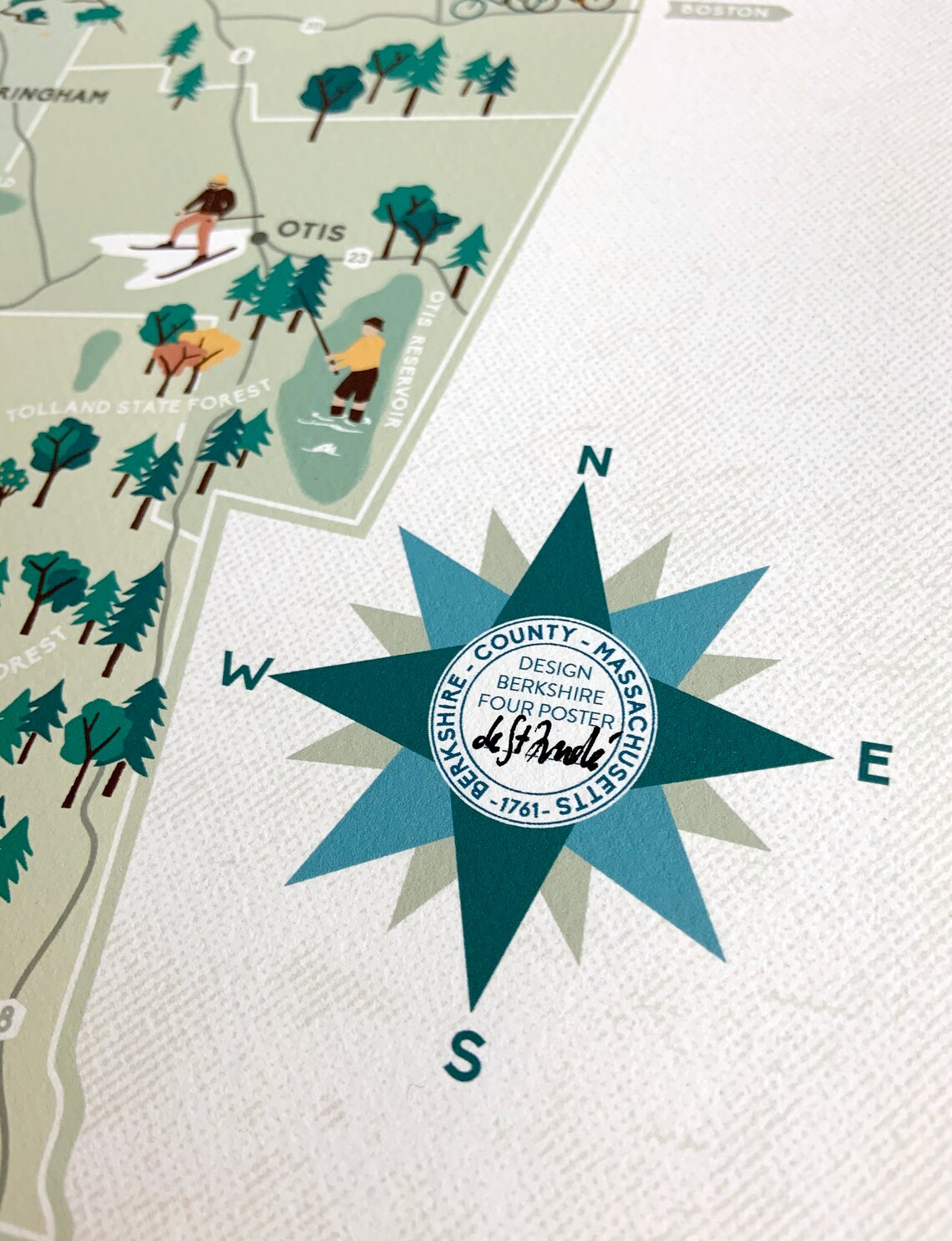 Map of the Berkshires Massachusetts - Etsy