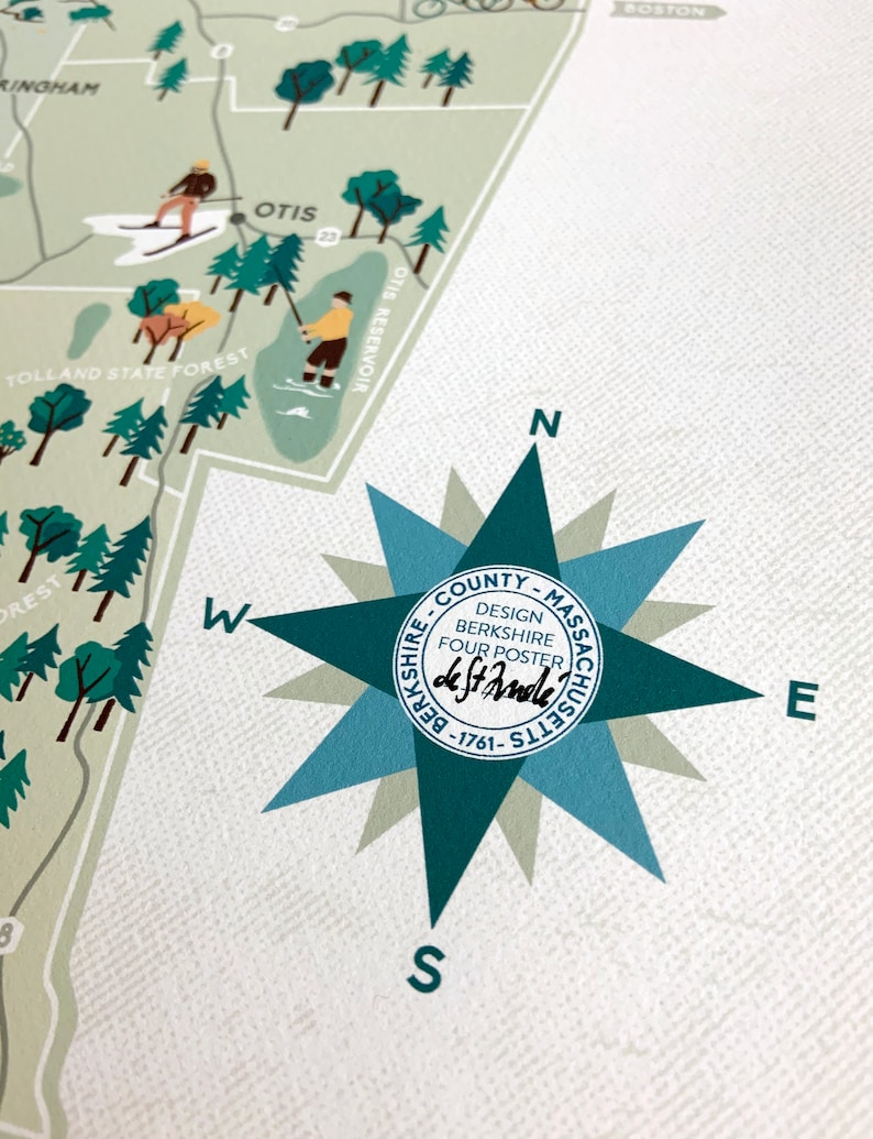 Map of the Berkshires Massachusetts - Etsy