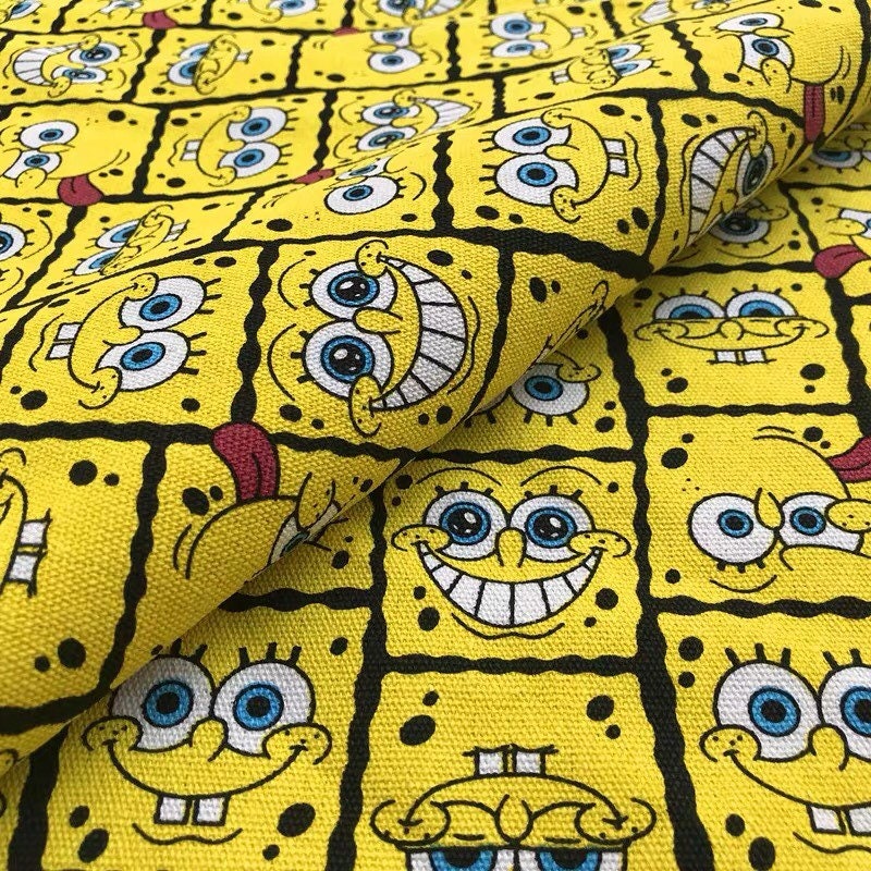 Pretty Spongebob pattern thick Canvas Fabric 45150 cm DIY | Etsy