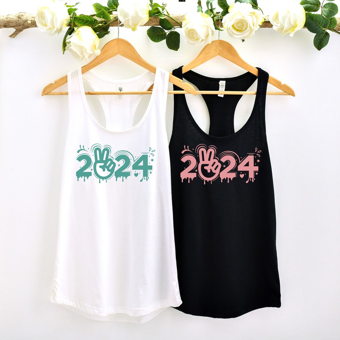 Happy New Year 2024 Tank Top, Hello 2024 Tee, Christmas Gifts, New Year ...