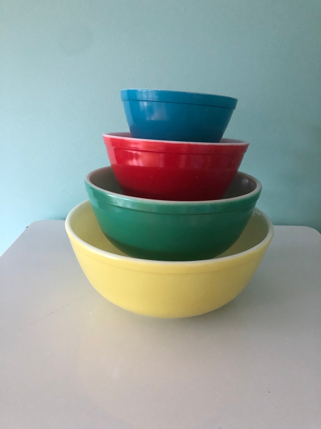 Vintage Pyrex Primary Color Mixing Bowl Set #401 402 403 404 - Etsy