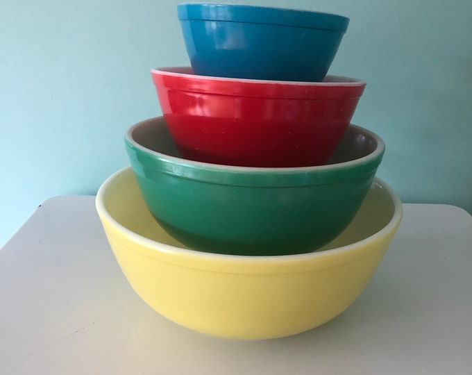 Vintage Pyrex Primary Color Mixing Bowl Set #401 402 403 404 - Etsy