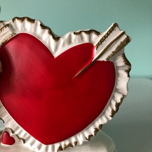 Vintage Valentine's Day Cupid Figurine Red Heart Planter/vase VELCO ...