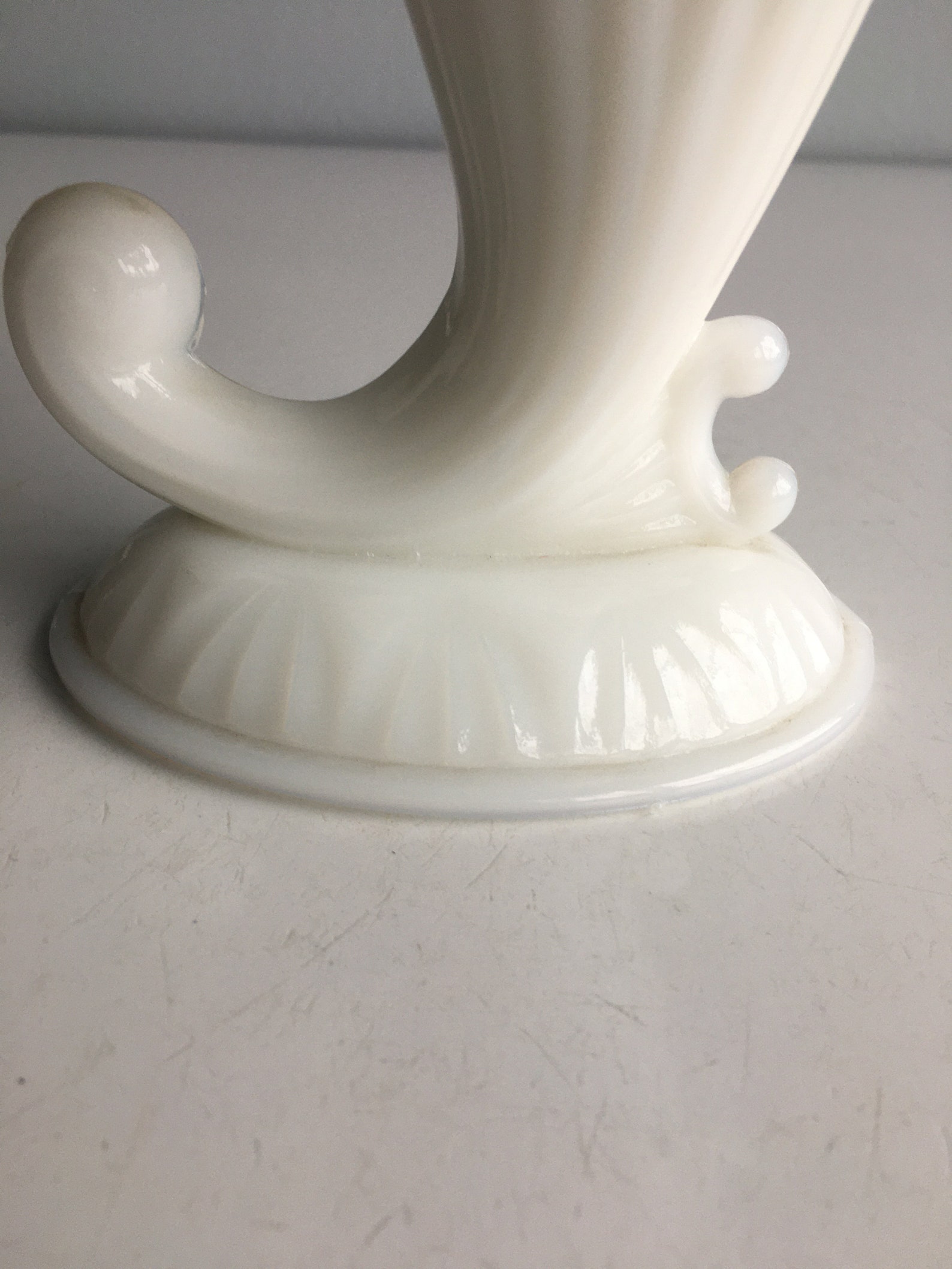 Vintage Fenton Cornucopia Aqua Crest Milk Glass Candlestick - Etsy