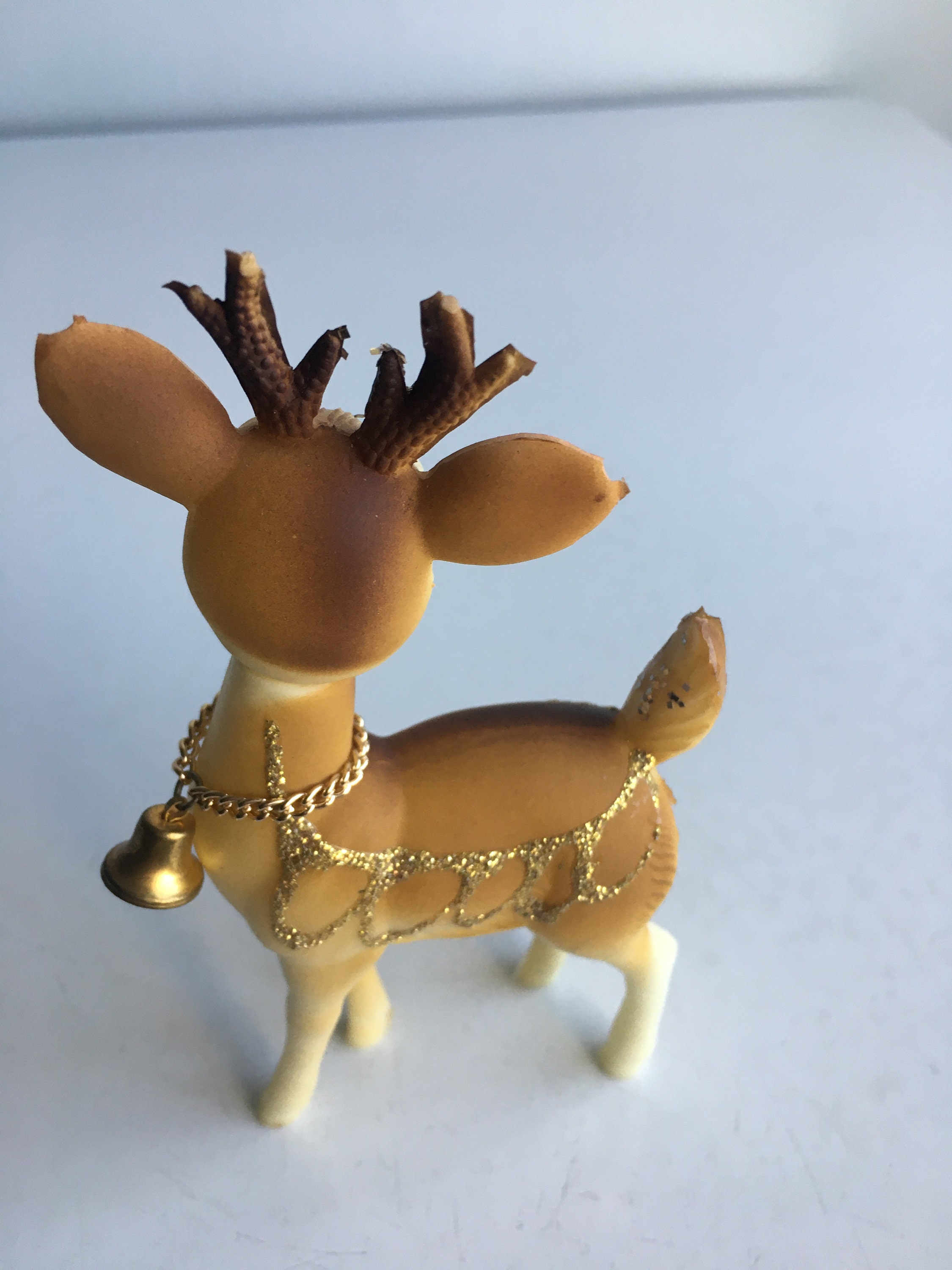 Vintage Reindeer Gold Glitter Antlers Blue Eyes Japan HTF - Etsy