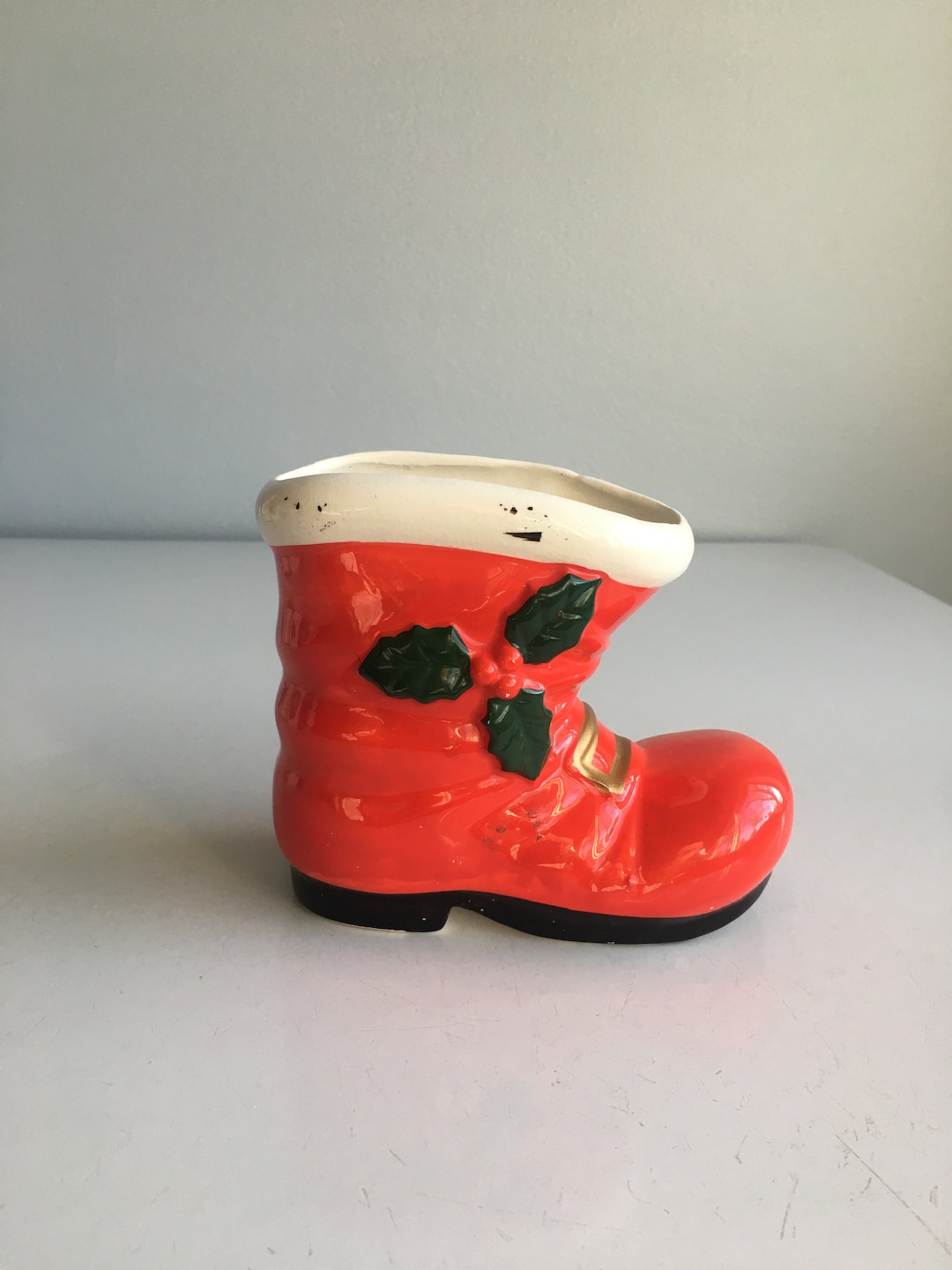 Vintage Christmas Lefton Santa Claus Boot Planter Candy Container Made ...