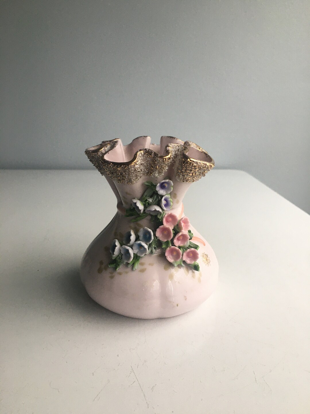 Vintage Lefton Pink Vase With Flowers Hand Painted Japan - Etsy