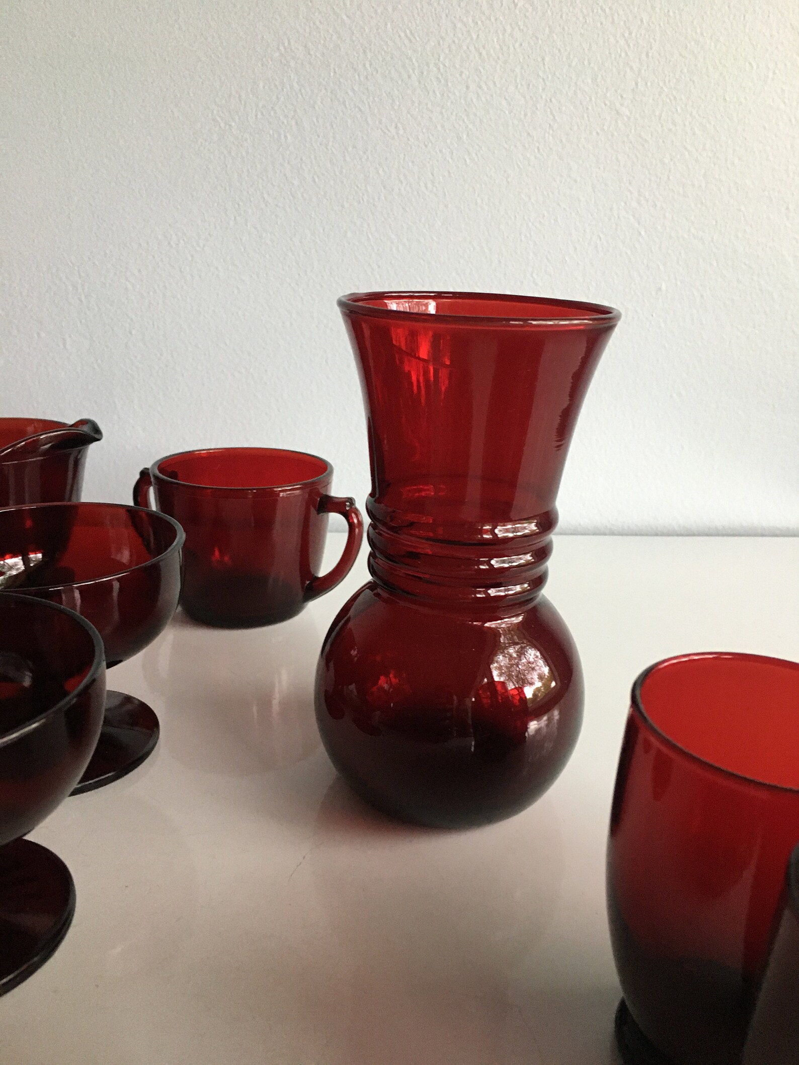 Vintage Anchor Hocking Ruby Red Glassware Lot of 13 Juice | Etsy