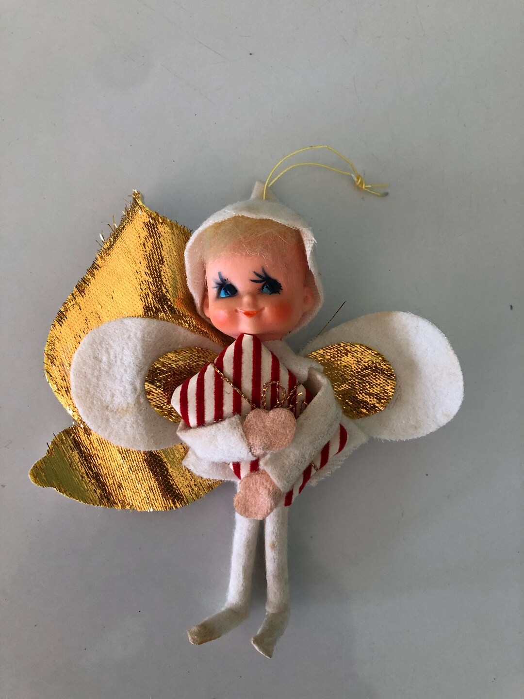 Vintage Christmas Pixie Elf Red White Yellow Ornament Made in Japan - Etsy